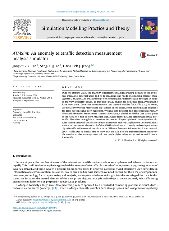 (PDF) ATMSim: An anomaly teletraffic detection measurement analysis simulator