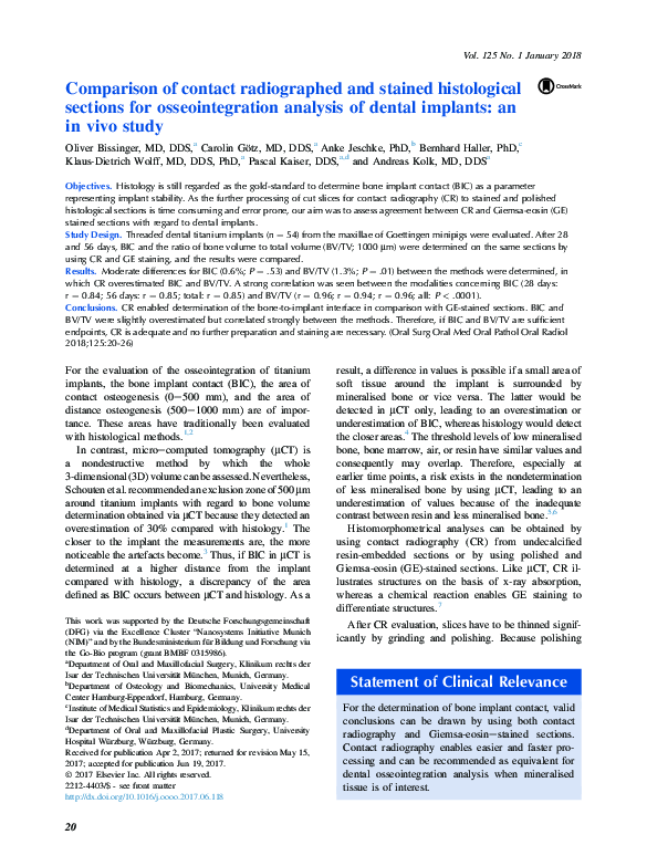 (PDF) Comparison of contact radiographed and stained histological sections for osseointegration ...