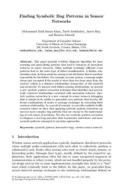 (PDF) Finding Symbolic Bug Patterns in Sensor Networks