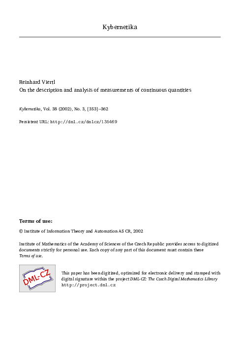 (PDF) On the description and analysis of measurements of continuous ...