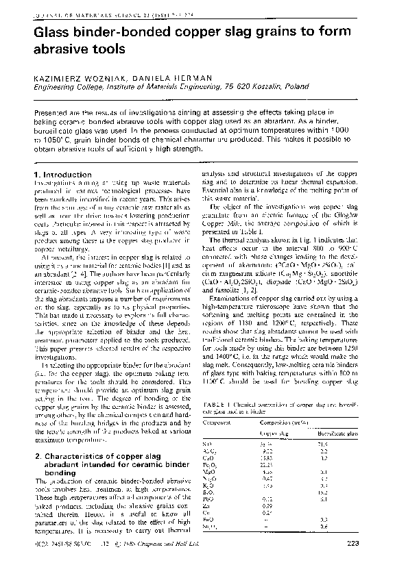 (PDF) Glass binder-bonded copper slag grains to form abrasive tools ...
