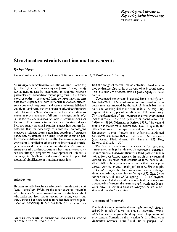(PDF) Structural constraints on bimanual movements | Herbert Heuer ...