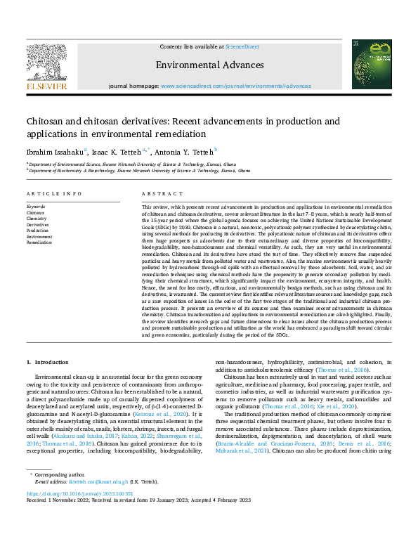 (PDF) Chitosan and chitosan derivatives: Recent advancements in production and applications in ...