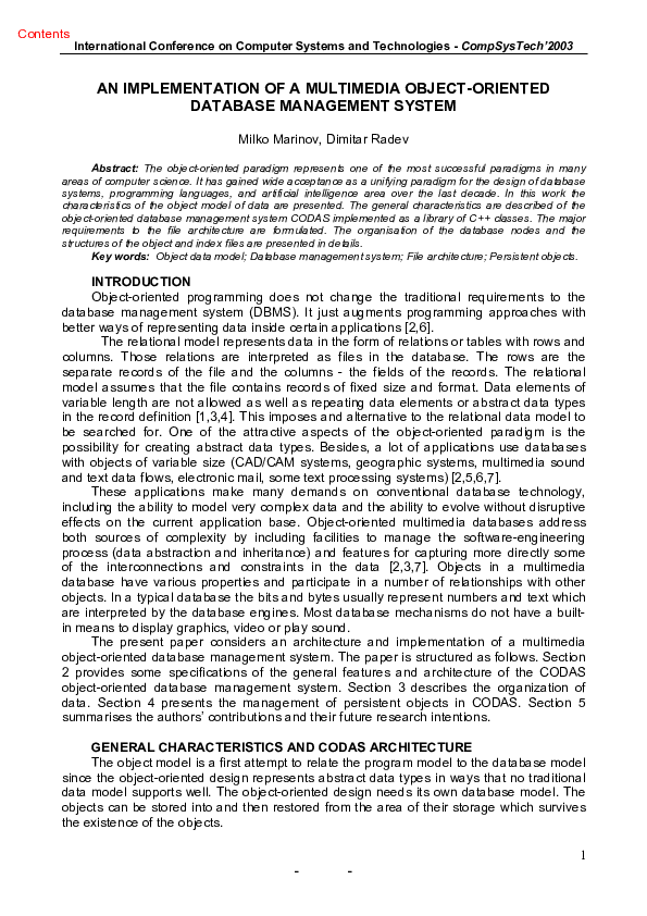 (PDF) An implementation of a multimedia object-oriented database management system
