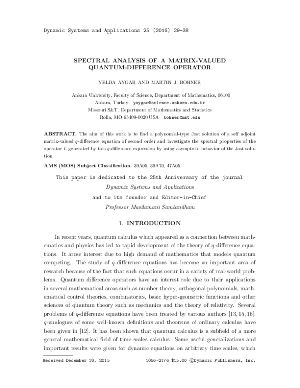 (PDF) Spectral Analysis of a Matrix-Valued Quantum-Difference Operator