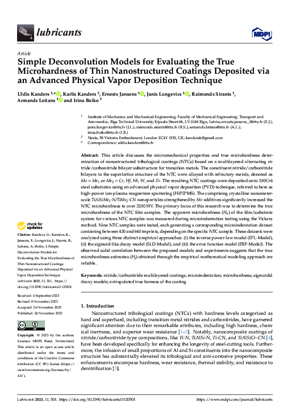 (PDF) Simple Deconvolution Models for Evaluating the True Microhardness of Thin Nanostructured ...