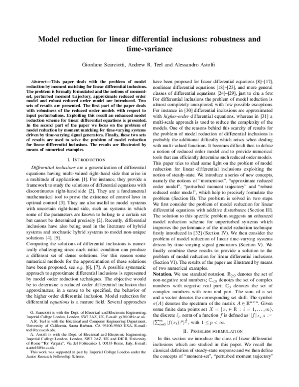 (PDF) Model reduction for linear differential inclusions: moment-set and time-variance ...