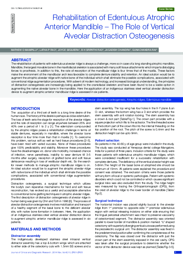 (PDF) Rehabilitation of edentulous atrophic anterior mandible - the ...
