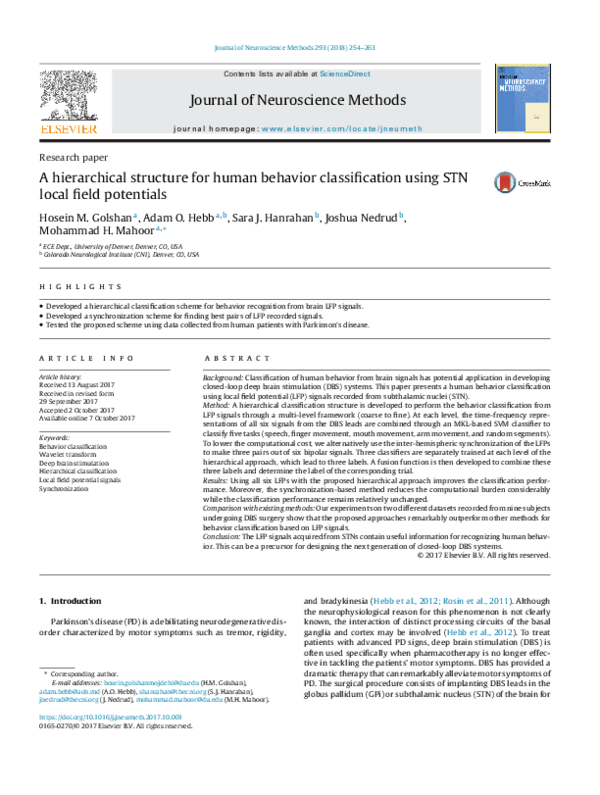(PDF) A hierarchical structure for human behavior classification using STN local field ...