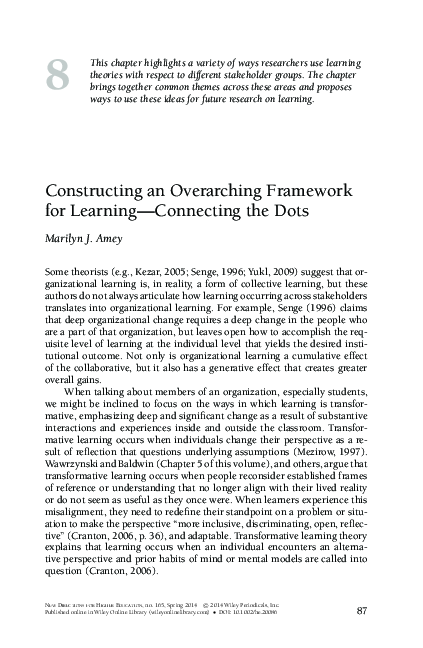 (PDF) Constructing an Overarching Framework for Learning-Connecting the Dots