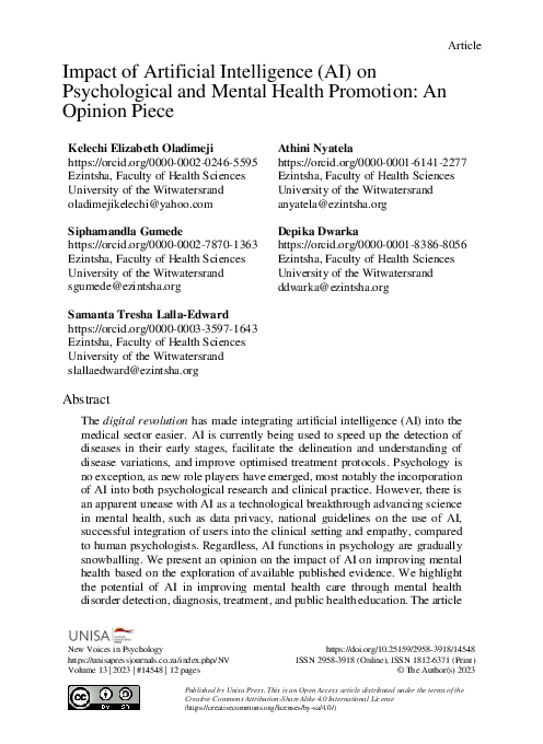 (PDF) Impact of Artificial Intelligence (AI) on Psychological and ...