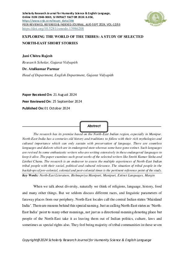 (PDF) EXPLORING THE WORLD OF THE TRIBES: A STUDY OF SELECTED NORTH-EAST ...