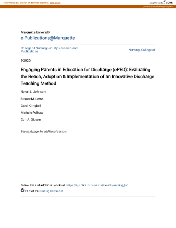 (PDF) Engaging Parents in Education for Discharge (\u3cem\u3ee\u3c/em ...