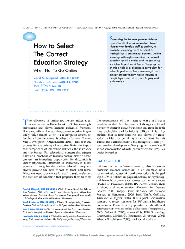 (PDF) How to Select The Correct Education Strategy