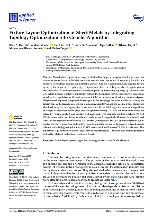 (PDF) Fixture Layout Optimization of Sheet Metals by Integrating Topology Optimization into ...