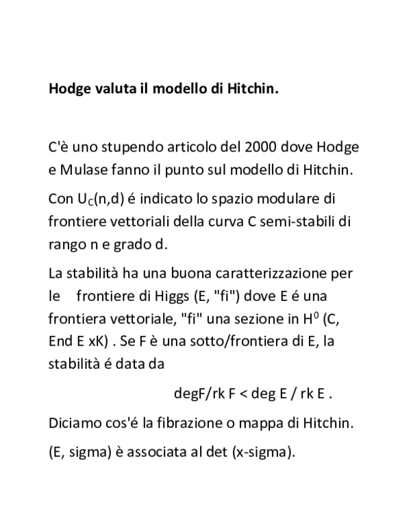 (PDF) Hodge values the Hitchin model