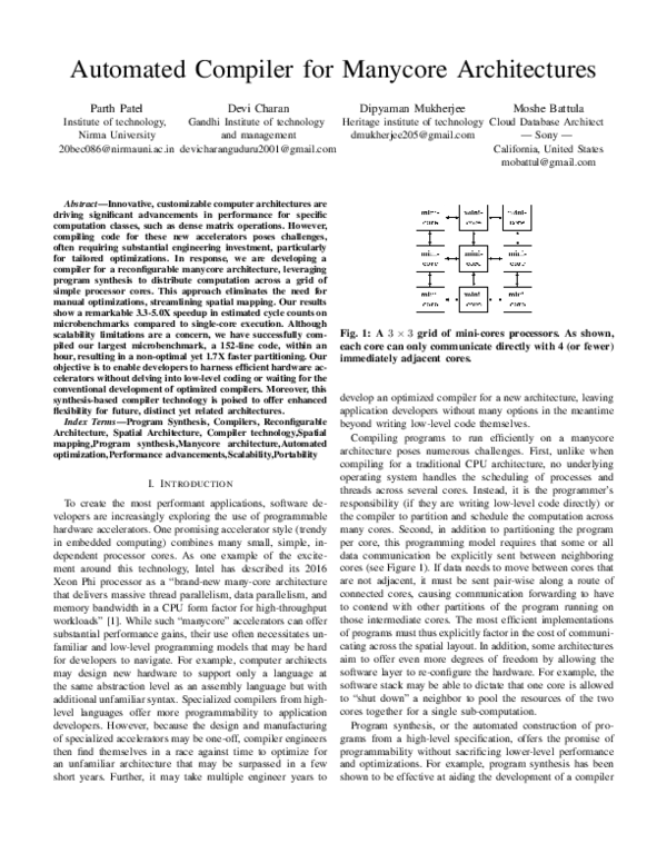 (PDF) Automated Compiler for Manycore Architectures