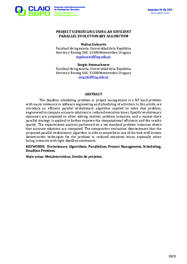 Project Scheduling Using An Efficient Parallel Evolutionary Algorithm