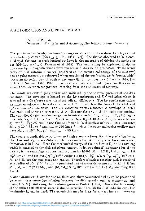 (PDF) Star Formation and Bipolar Flows