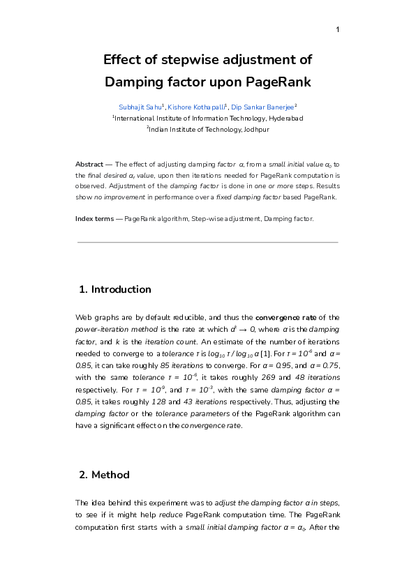 (PDF) Effect of stepwise adjustment of Damping factor upon PageRank ...