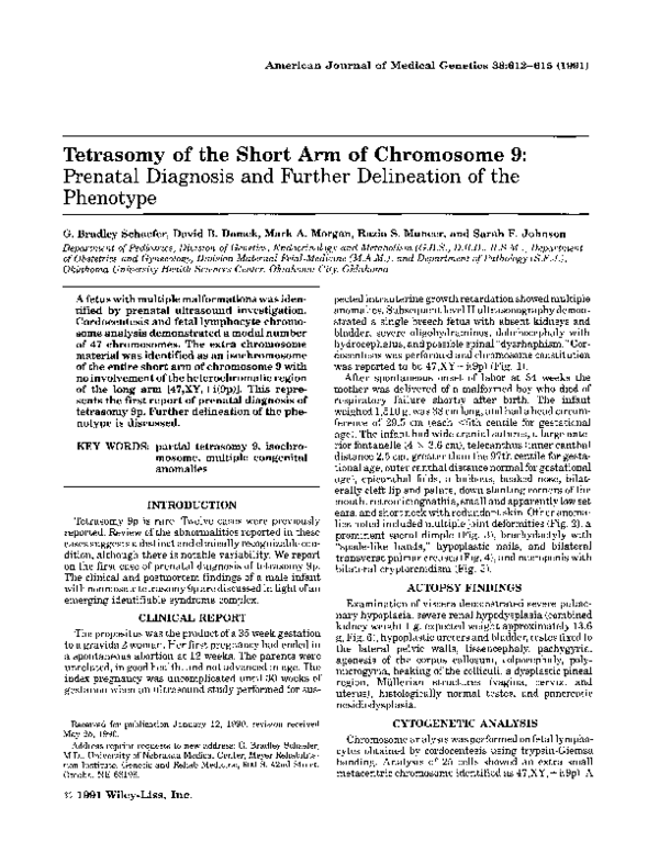 (PDF) Tetrasomy of the short arm of chromosome 9: Prenatal diagnosis ...