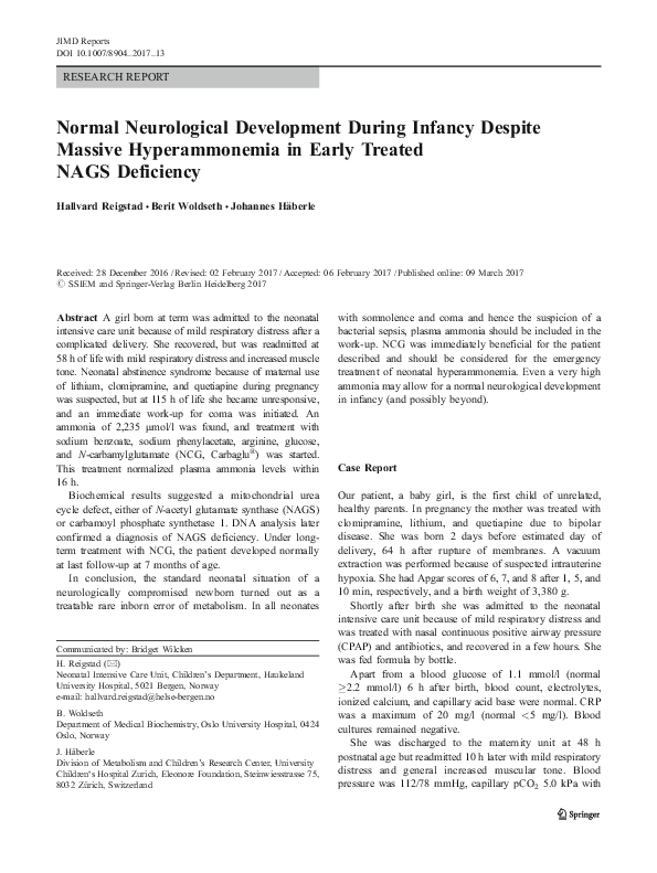 (PDF) Normal Neurological Development During Infancy Despite Massive ...