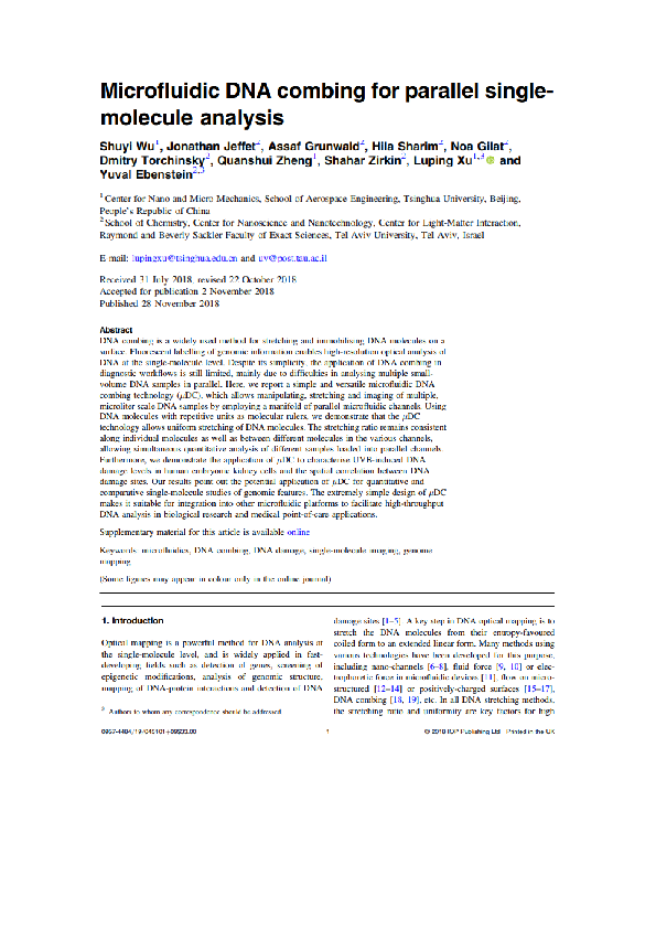 (PDF) Microfluidic DNA combing for parallel single-molecule analysis