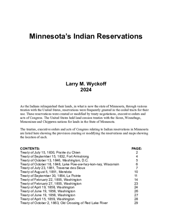 (PDF) Minnesota's Indian Reservations