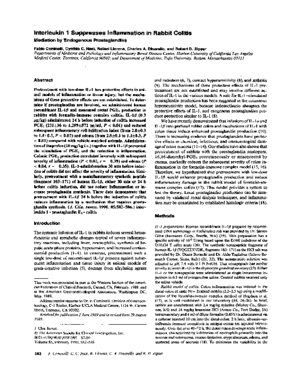 (PDF) Interleukin 1 suppresses inflammation in rabbit colitis ...