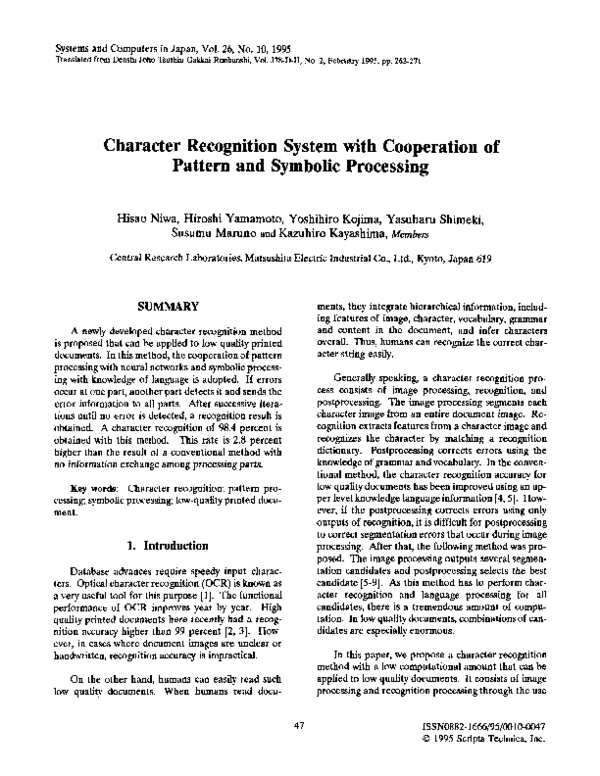 (PDF) Character recognition system with cooperation of pattern and ...