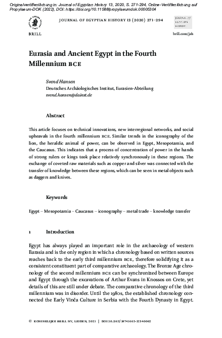 (PDF) Eurasia and Ancient Egypt in the Fourth Millennium BCE