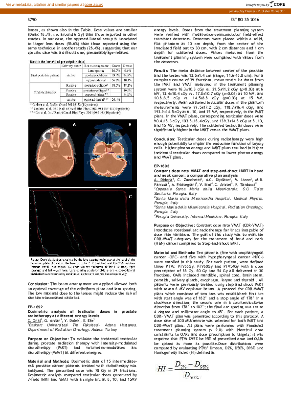 (PDF) EP-1693: Constant dose rate VMAT and step-and-shoot IMRT in head and neck cancer: a ...