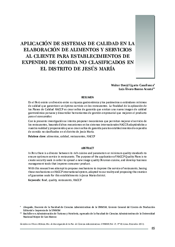 (PDF) Aplicación De Sistemas De Calidad en La Elaboración De Alimentos ...