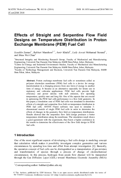 (PDF) Effects of Straight and Serpentine Flow Field Designs on Temperature Distribution in ...