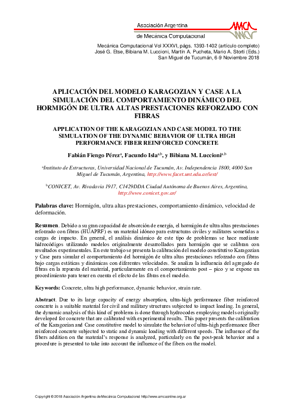 (PDF) Aplicación del Modelo Karagozian y Case a la Simulación del Comportamiento Dinámico del ...