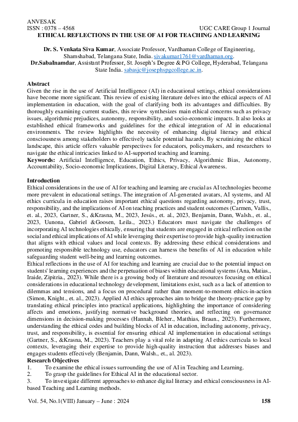 (PDF) ETHICAL REFLECTIONS IN THE USE OF AI FOR TEACHING AND LEARNING