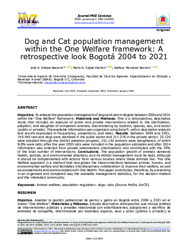 (PDF) Dog and Cat population management within the One Welfare ...
