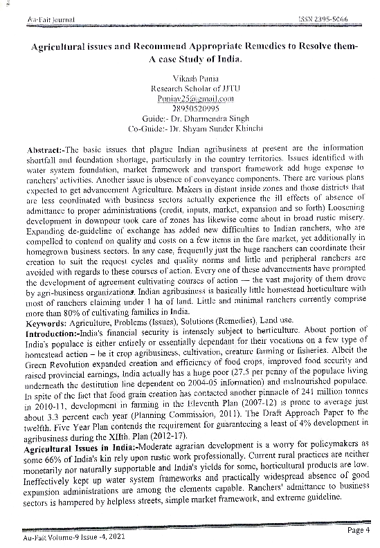 (PDF) Agricultural issues and Recommend Appropriate Remedies to Resolve ...