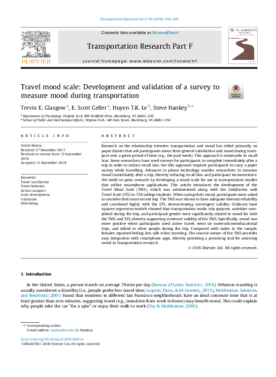(PDF) Travel mood scale: Development and validation of a survey to ...