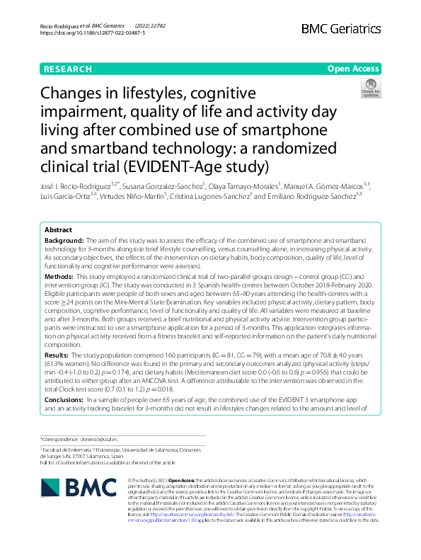 (PDF) Changes in lifestyles, cognitive impairment, quality of life and ...