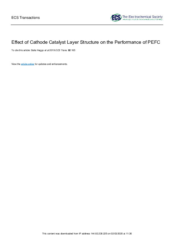(PDF) Effect of Cathode Catalyst Layer Structure on the Performance of PEFC