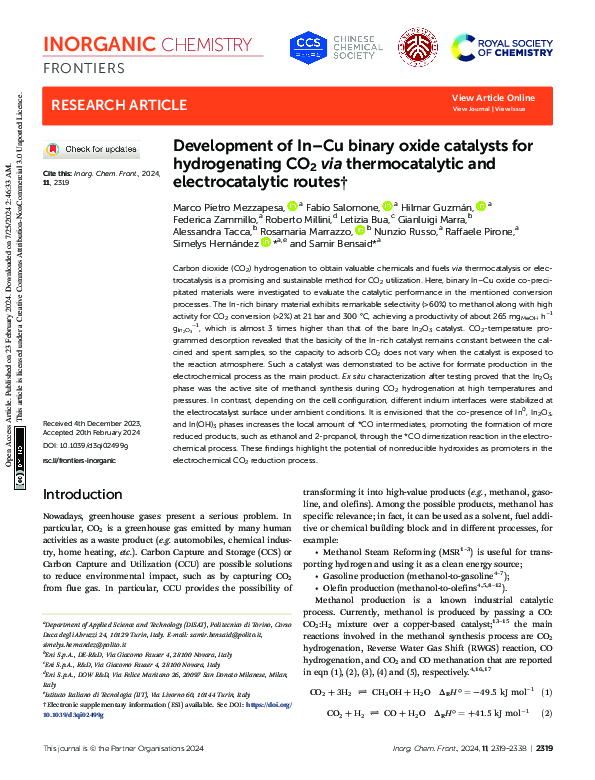 (PDF) Development of In-Cu binary oxides catalysts for hydrogenating ...