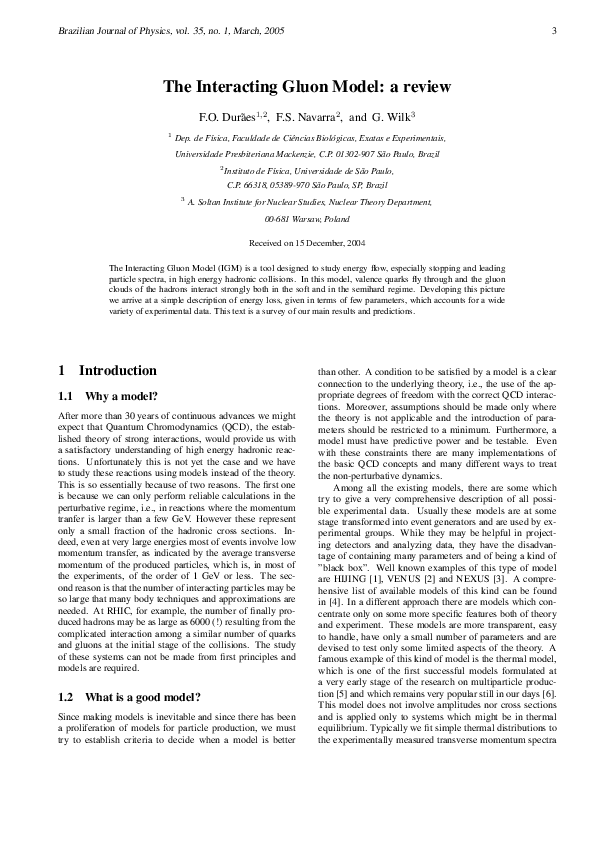 (PDF) The Interacting Gluon Model: a review
