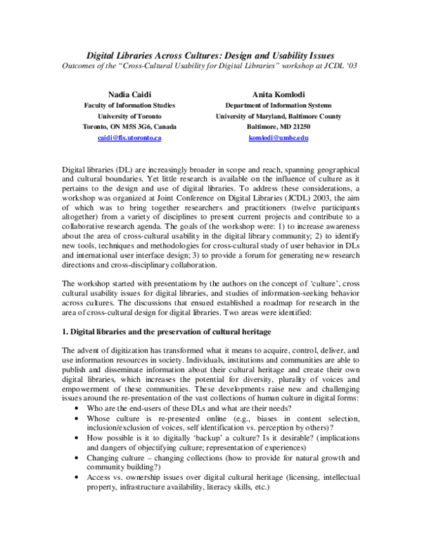(PDF) Digital libraries across cultures