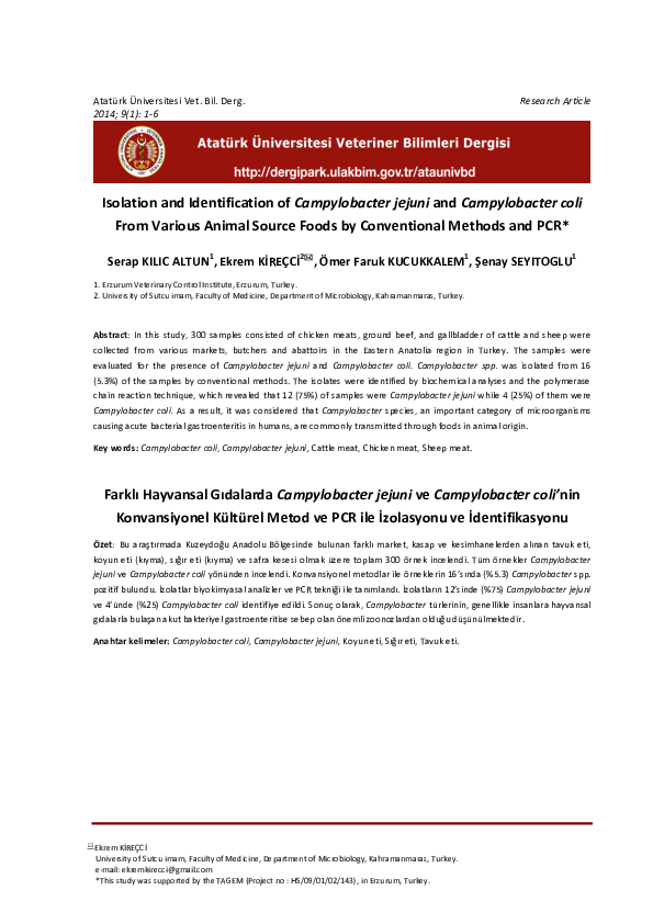 (PDF) Isolation and Identification of Campylobacter jejuni and ...