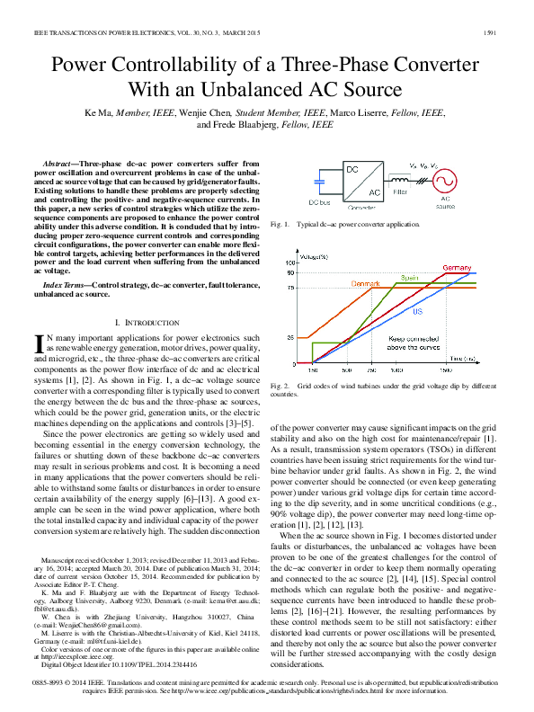 (PDF) Power Controllability of a Three-Phase Converter With an Unbalanced AC Source