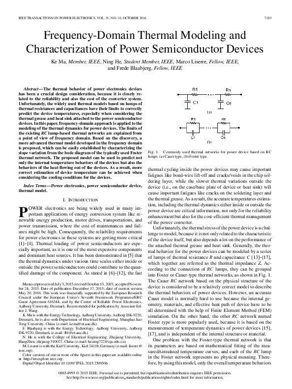 (PDF) Frequency-Domain Thermal Modeling and Characterization of Power Semiconductor Devices
