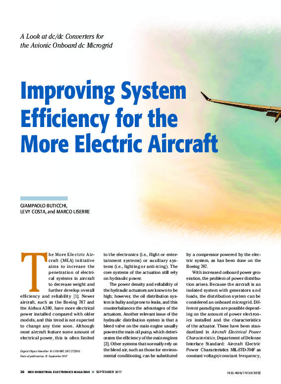 (PDF) Improving System Efficiency for the More Electric Aircraft: A Look at dc\/dc Converters ...