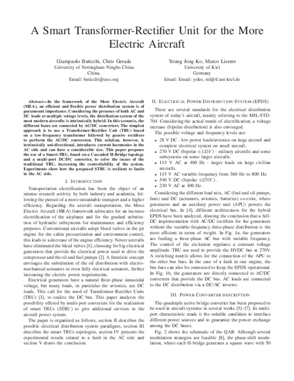 (PDF) A Smart Transformer-Rectifier Unit for the More Electric Aircraft