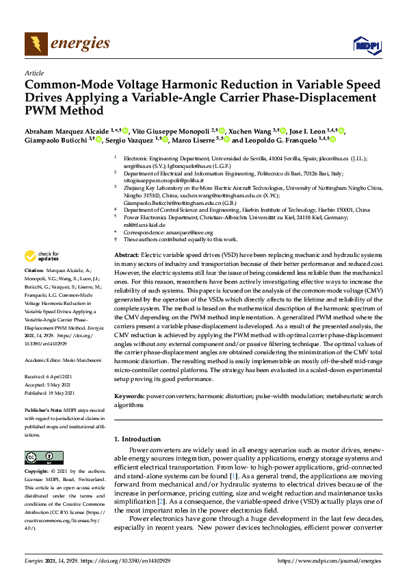 (PDF) Common-Mode Voltage Harmonic Reduction in Variable Speed Drives Applying a Variable-Angle ...